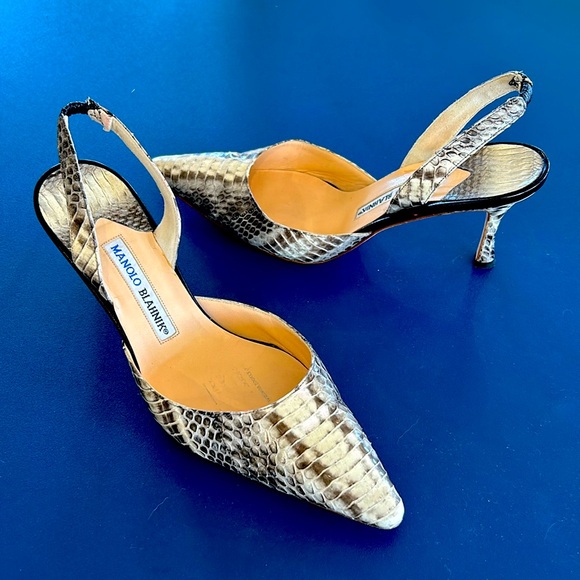 Manolo Blahnik | Shoes | Manolo Blahnik Python 2 2 Slingback Heels | Poshmark